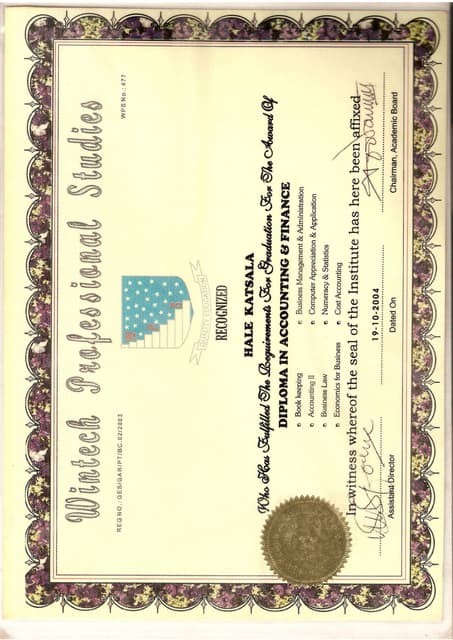 Advanced Diploma certificate | PDF