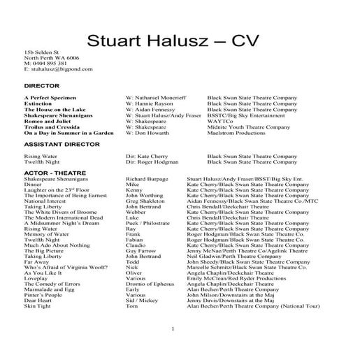 Stuart Halusz CV general | DOC