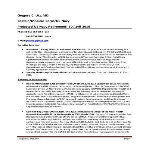 Utz Resume 16 March 2016 | PDF