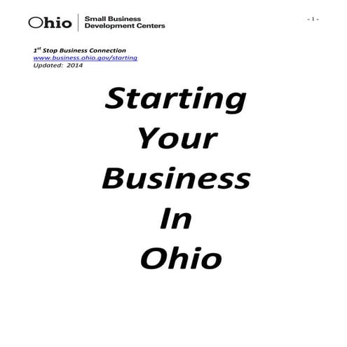 1st Stop-Starting Your Business in Ohio 2014 | PDF