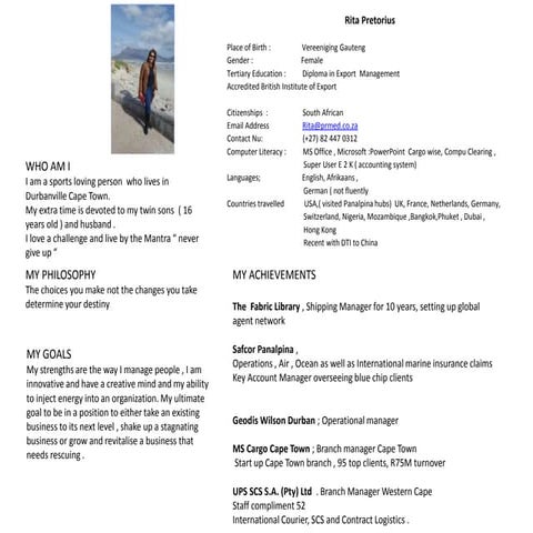 Rita CV 2016 | PPTX | Logistics | Business