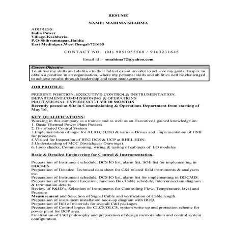 RESUME-Mohan B.E(EEE)Fresher | PDF