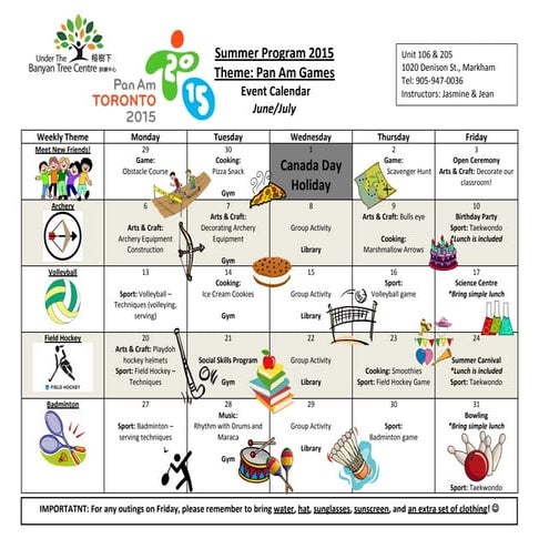 2015 Summer Program Teens program calendar-final | PDF | Summer Olympic ...