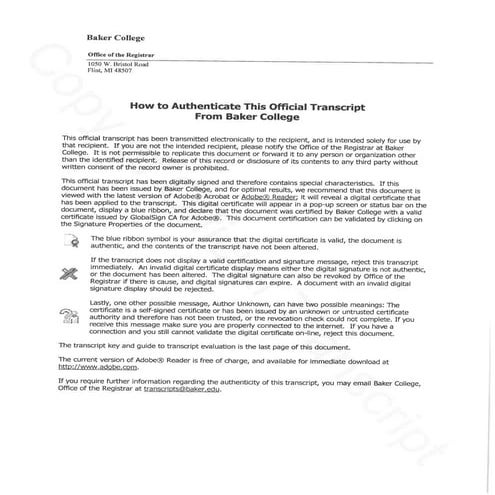 Ackerman Marsha College Transcript | PDF