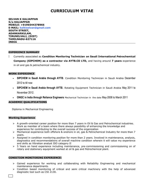 Resume- Rotating Equipment supervisor | PDF