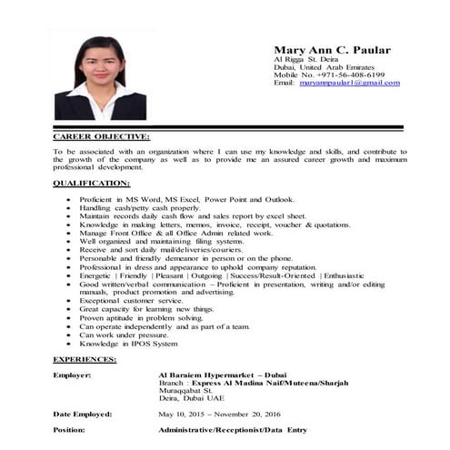 Mary Ann Cv | DOCX