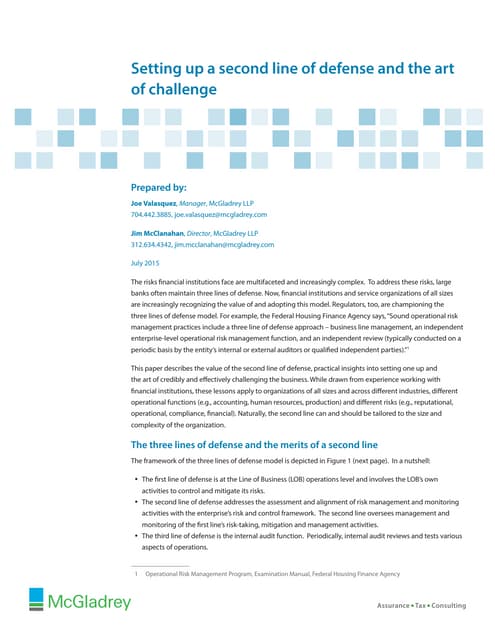 Pp the three lines of defense in effective risk management and control ...