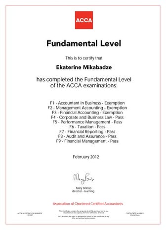 Acca Membership Certificate | PDF
