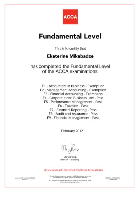 Acca Membership Certificate | PDF