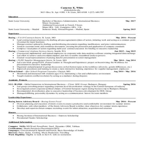 Cameron White LinkedIn Resume | DOCX