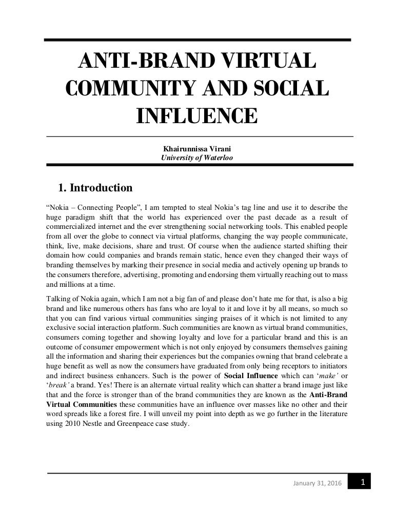 Anti-Brand Virtual Communities and Social Influence