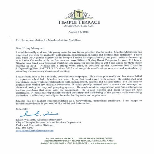 TT Recommendation Letter | PDF