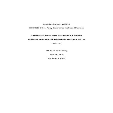 A Discourse Analysis of the 2015 House of Commons Debate for ...