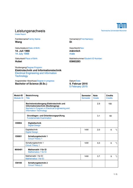 Tum summer exchange certificate