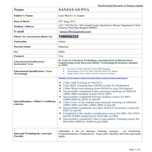 Sanjay gupta cv-oct-2015 -qa head | DOC