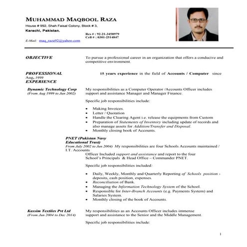 C.V- M. Maqbool Raza | PDF