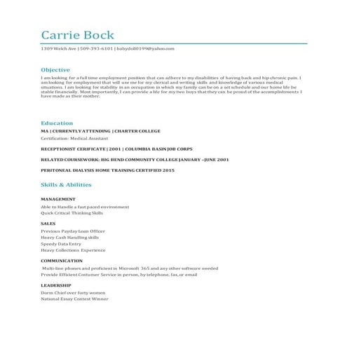 carries resume | PDF