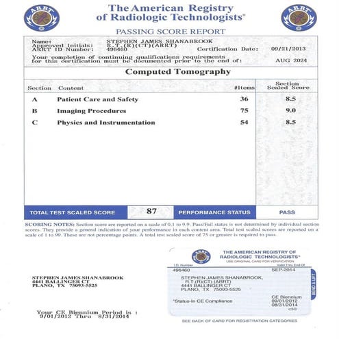 CT test scores | PDF