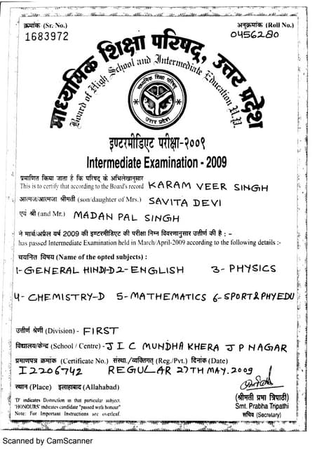 005- 10th Mark Sheet | PDF