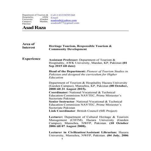 cv asad raza (1) | PDF