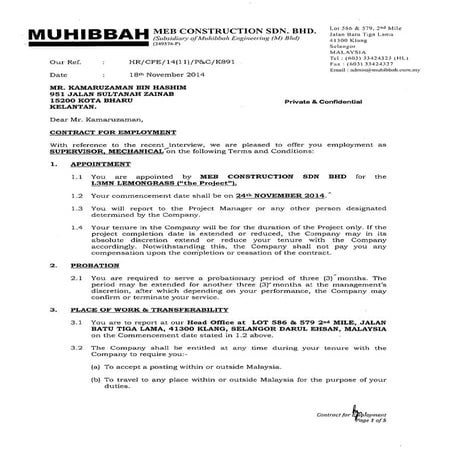 16- OFFER LETTER M'HIBBAH 2014 | PDF