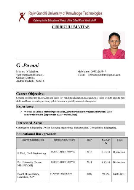 M.Tech freshers resume | PDF