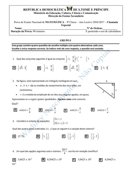 Preparação exame nacional matemática 9.º ano - 1 | PDF