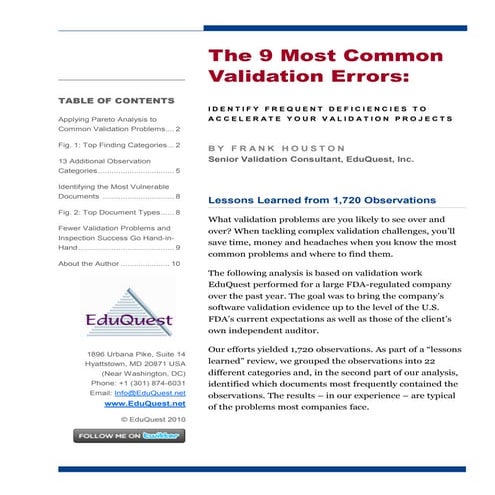 9 Common Validation Errors Eduquest Advisory Pdf
