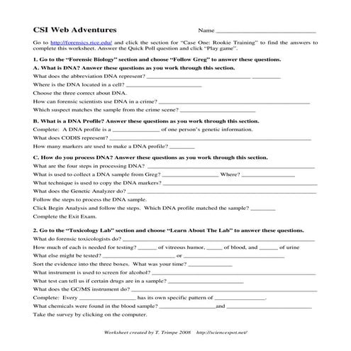 Microscope Mania Lab Sheet