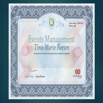 Events Management Certification_March 31_2015 | PPT