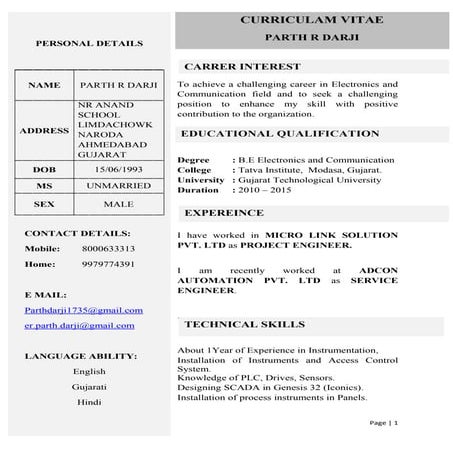 PARTH DARJI RESUME | PDF