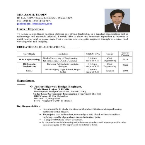 CV of Jamil 01 | PDF