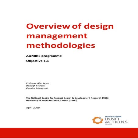 Overview of design management methodologies | PDF