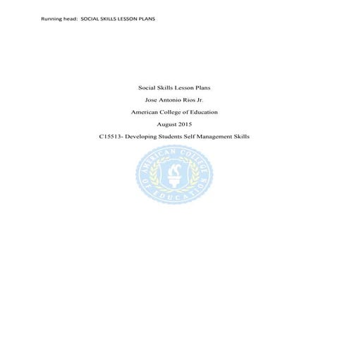 Social Skills Lesson Plans | PDF