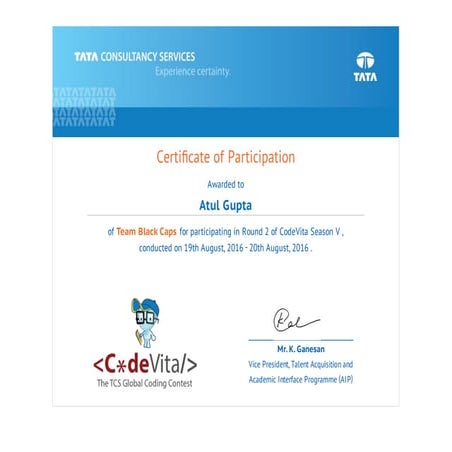 Codevita_Certificate | PPT