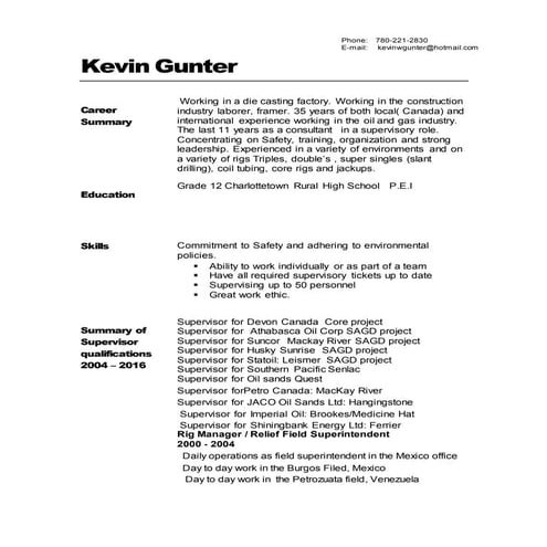 Resume Kevin Gunter - Work | DOCX