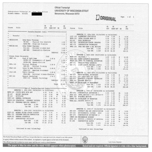 UW Stout Transcript | PPT