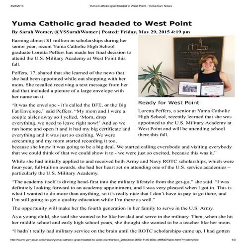 Yuma Catholic grad headed to West Point - Yuma Sun_ News | PDF
