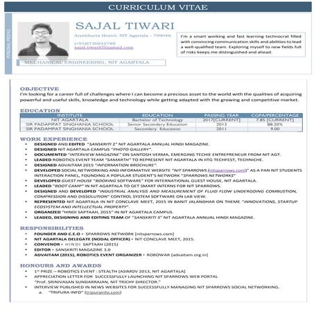 CV .SAJAL TIWARI | PDF