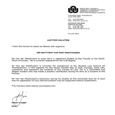 Reference letter - Dean | PDF