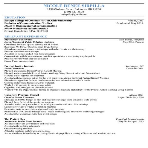 Nicole Sirpilla Resume | PDF