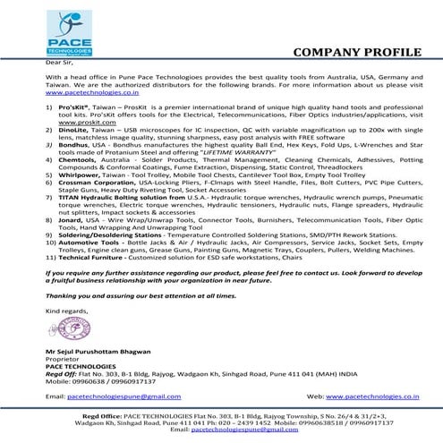 PACE - Company profile | PDF