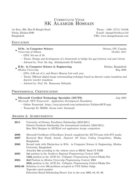Curriculum Vitae of SHAHRIN MANNAN | PDF