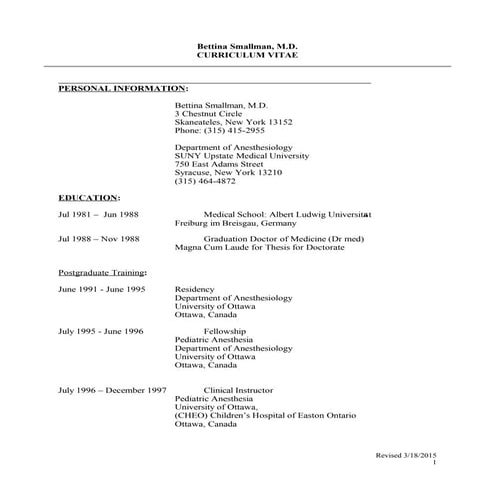 smallman CV April 2015 | DOC