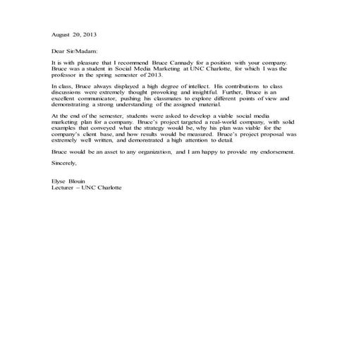 University of Cape Town - Letter of recomendation | PDF