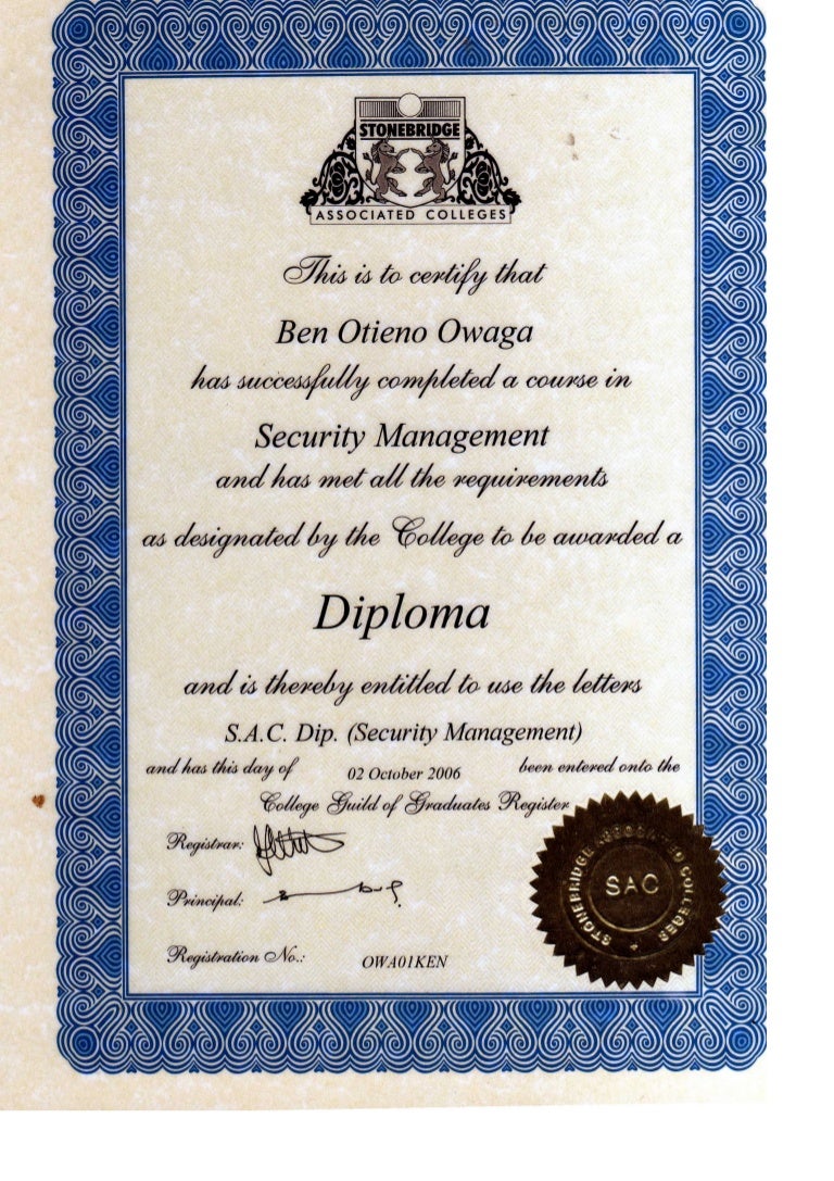 Diploma Security Management Diploma Security Management
