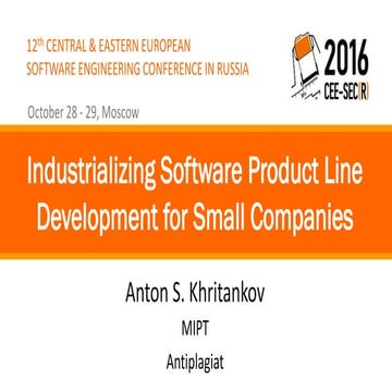 Industrializing Software Product Line Development for Small Companies ...
