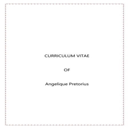 Curriculum Vitae Angelique Pretorius | PDF