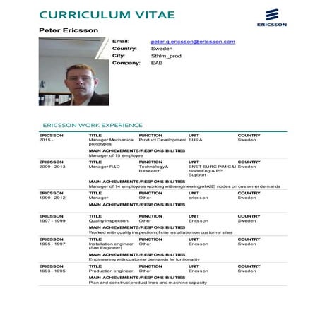 CV Peter Ericsson | DOCX