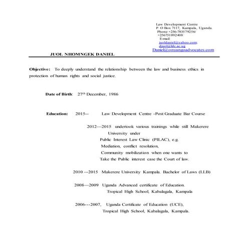 Law Development Centre CV | DOCX | Legal Services Industry | Industries